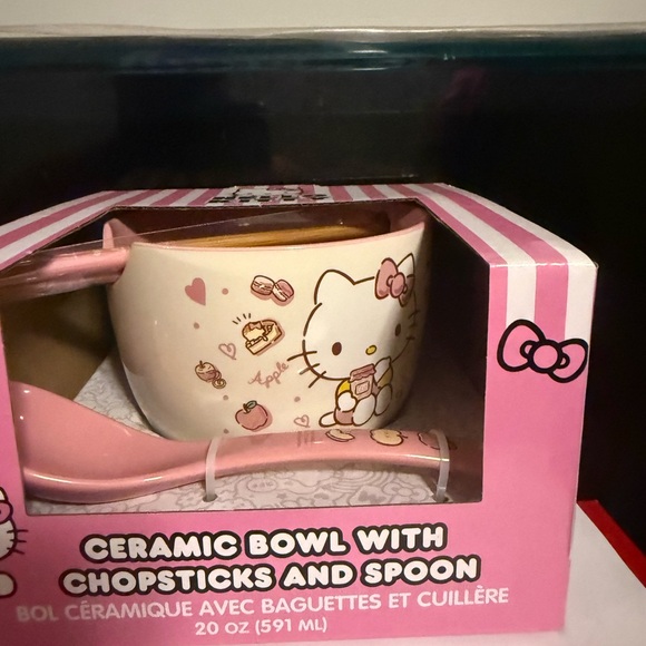 Hello Kitty | Dining | Hello Kitty Pink Ceramic Bowl With Chopsticks ...